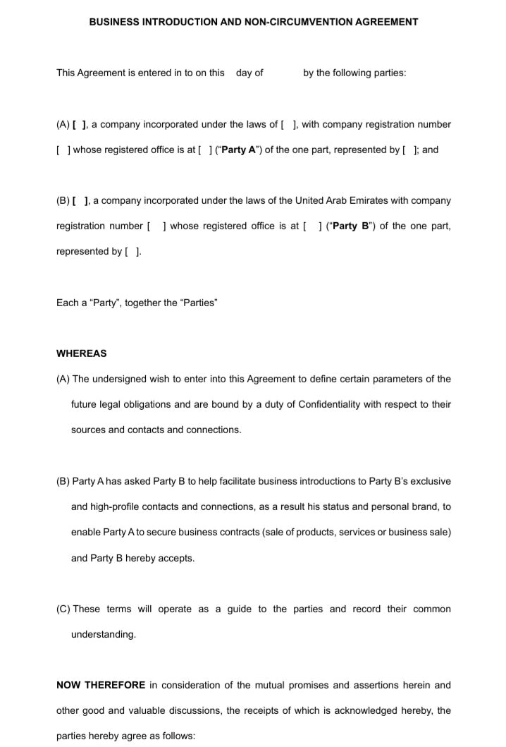 Introducers Agreement Template