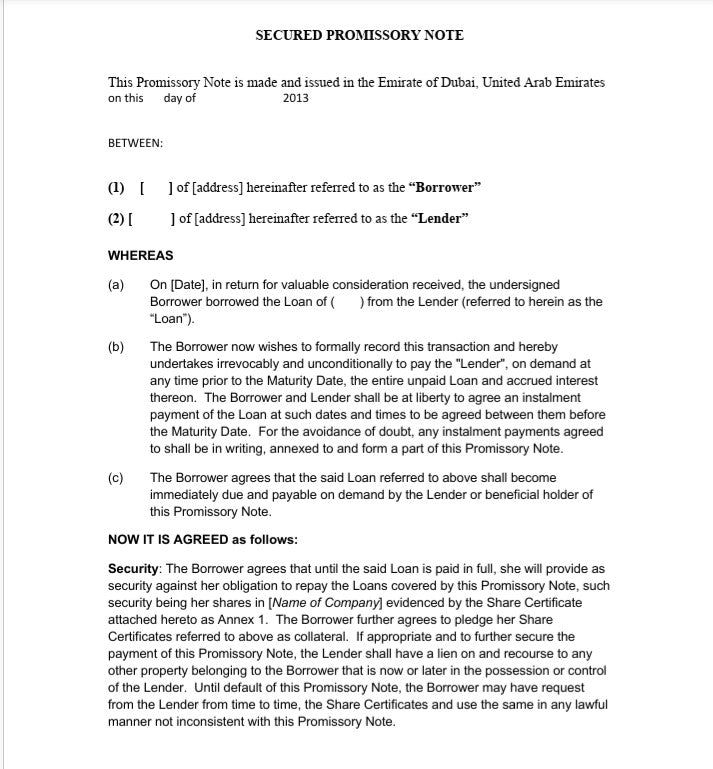 IOU Agreement Template – Arkhurst Online Legal Shop